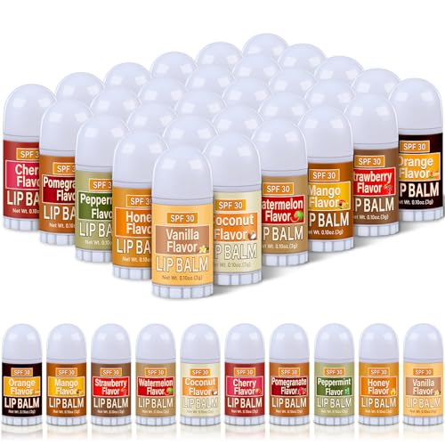 Dimsile 30 Pcs SPF 30 Lip Balm Bulk Sunscreen Mini Lip Balm Sticks ...