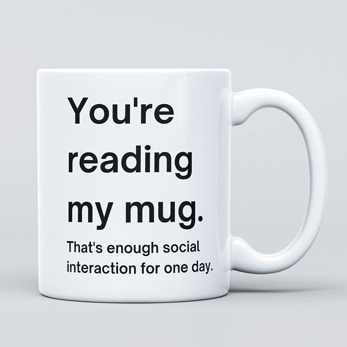 Panther Print You're Reading My Mug Joke Large Heavy Duty Ceramic ...