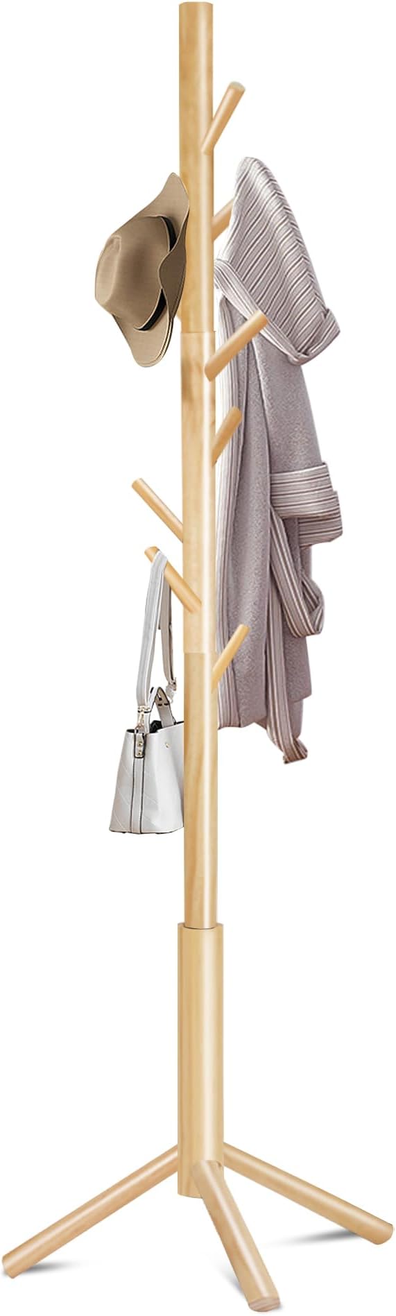 Amazon.com: VKETU Coat Racks Free standing, Natural Wood Coat Rack ...