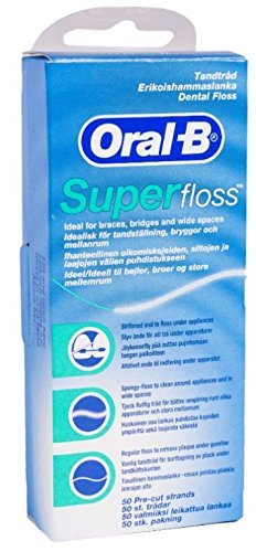 Oral-B Super Floss Dental Floss Original, 50 Pre-Cut Strands (Pack of 6 ...