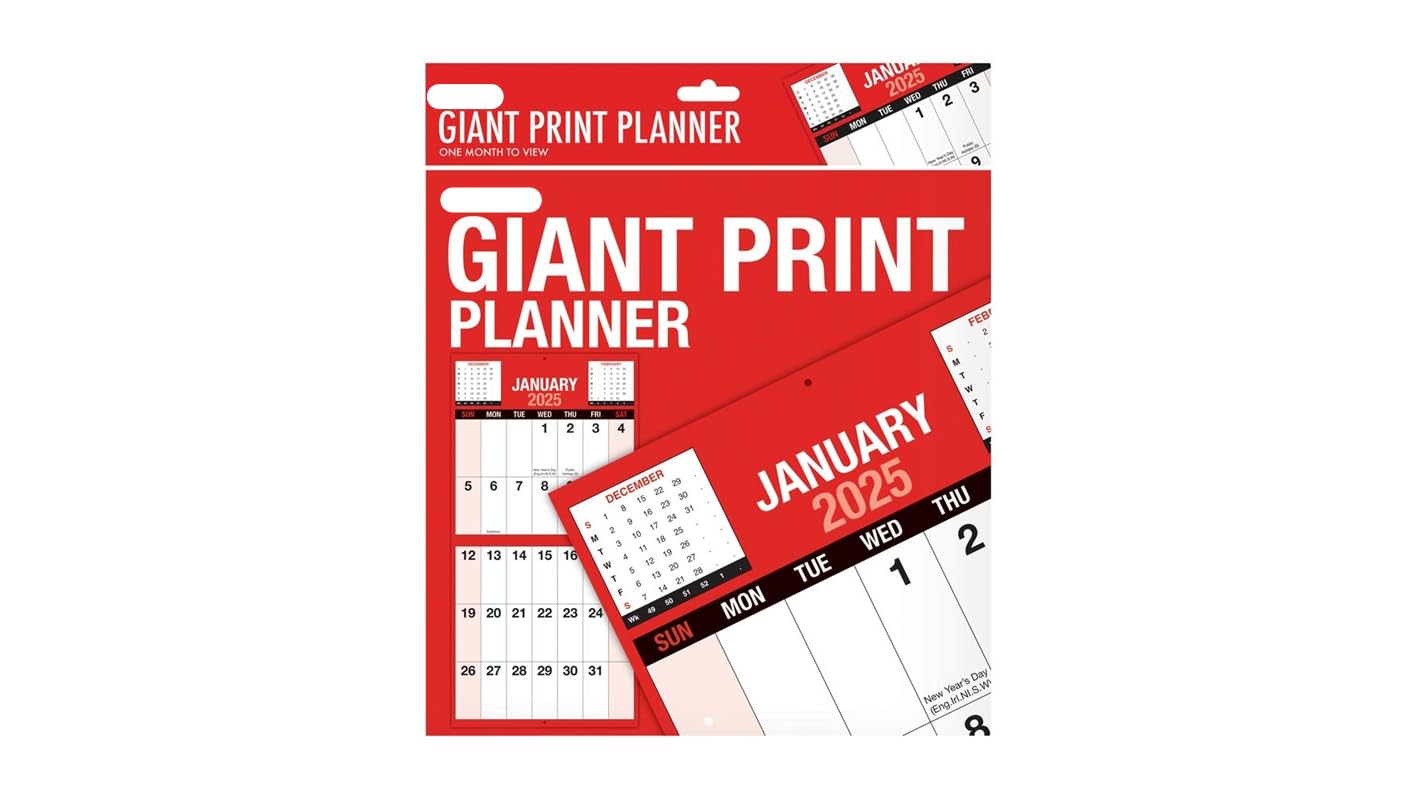 V-VAPE 2025 Giant Print Month To View Bound Wall Planner Calendar ...