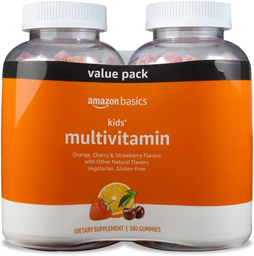 Amazon.com: Amazon Basics Kids' Multivitamin Gummies, Cherry ...