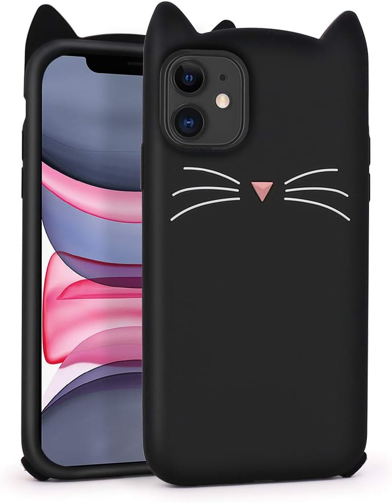 Amazon.com: YONOCOSTA Cute iPhone 11 Case, Funny Animals Black Whisker ...