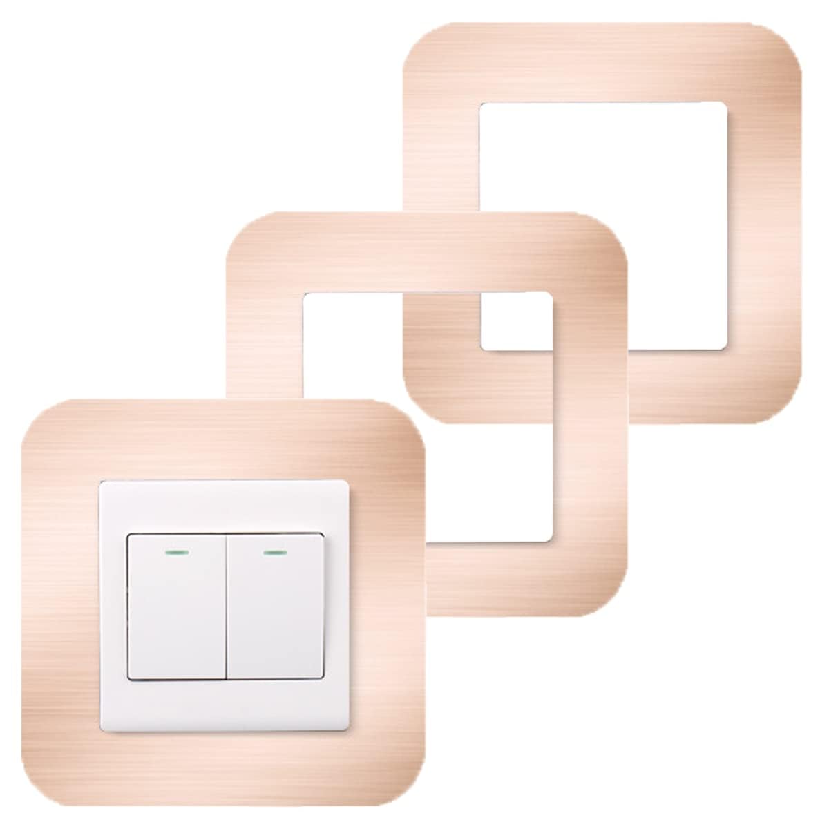 3 Pcs Switch Surround Frame Square Light Switch Cover Sticker Plug ...