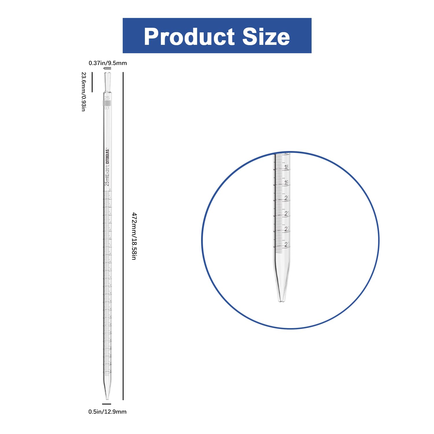 Snapklik.com : Glass Graduated Pipette, 25ml,Tolerance 02ml, Standard ...
