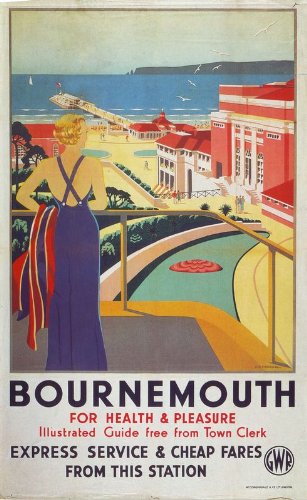 Vintage GWR Bournemouth Tourism Poster A3 Reprint: Amazon.co.uk: Action ...