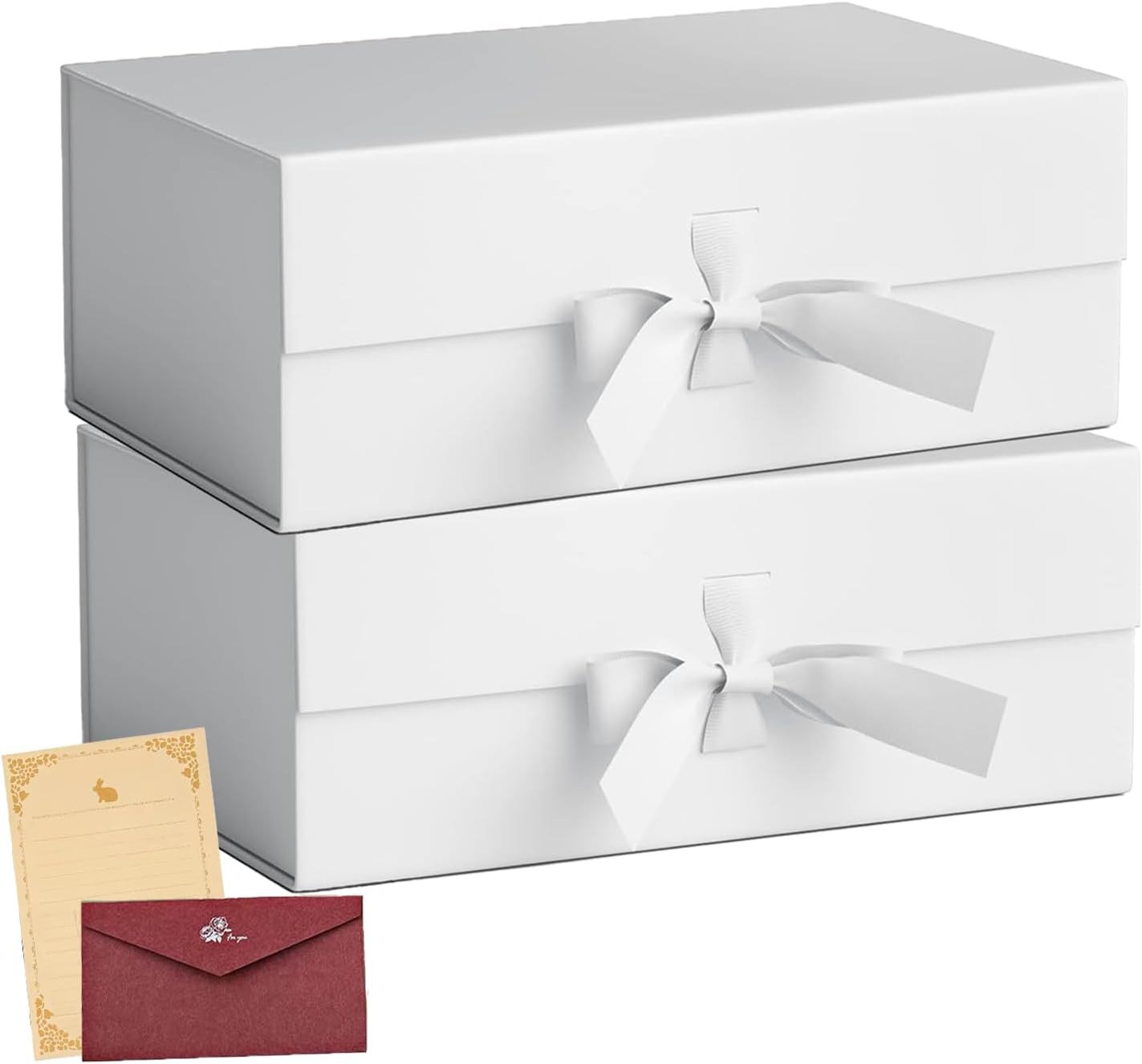 Kiswleon 2PCS Magnetic Gift Box with Ribbon,31 * 27 * 8.8CM Extra Large ...