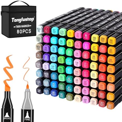 Tongfushop 80+2 Colores Dual Tip Art Markers,Permanent Markers Set ...