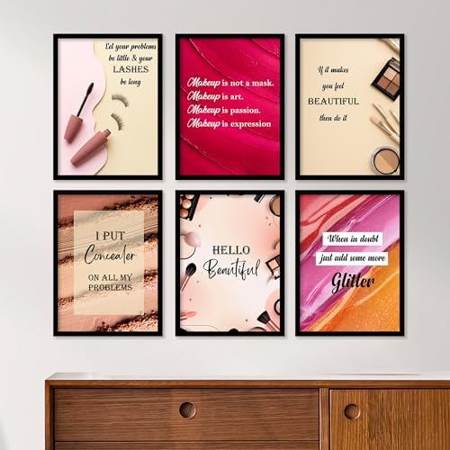 ARTELLY Makeup Set Quotes Salon Art Framed Wall Posters/Paintings with ...