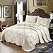 Amazon.com: vctops 3-Piece Elegant Floral Embroidered Bedspread ...