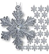 Amazon.com: Silver Glitter Snowflake Christmas Ornaments - Set of 36 ...