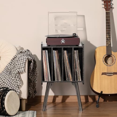 Snapklik.com : LELELINKY Record Player Stand, Dirty Grey Vinyl Storage ...