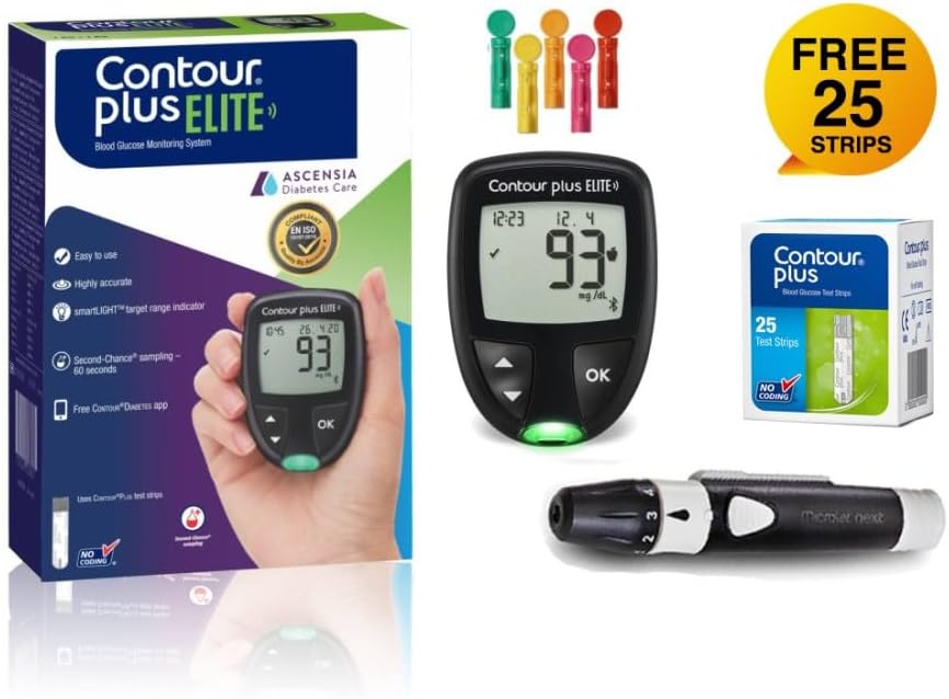 Contour Plus Elite Blood Glucose Monitoring System (with Bluetooth ...