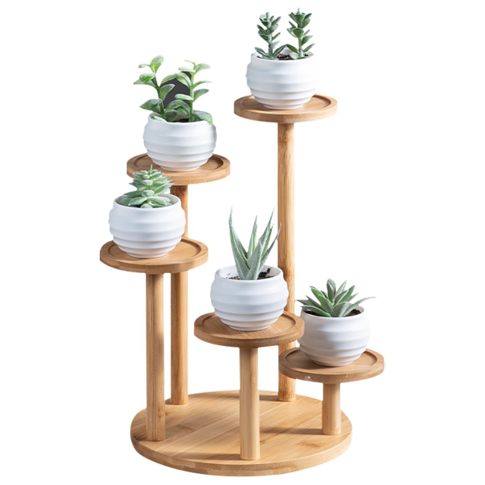 Amazon.com: OLizee® 5 Tier Wood Plant Riser Stand Tabletop Tiered Plant ...