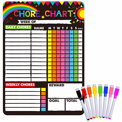 Magnetic Chore Chart, Colorful Chalk Dry Erase Reward Chart for ...