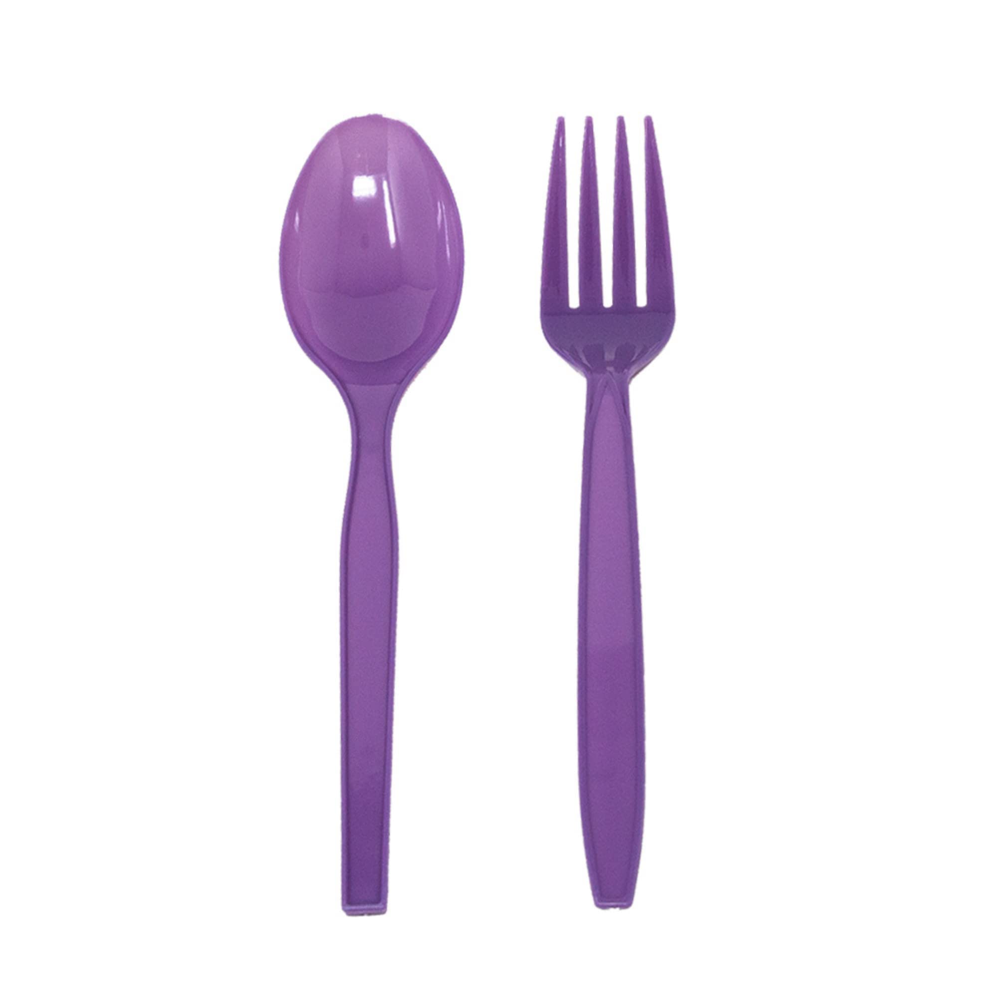 Amazon.com: Purple Spoon and Fork Set (24 Each) - Purple Tableware for ...