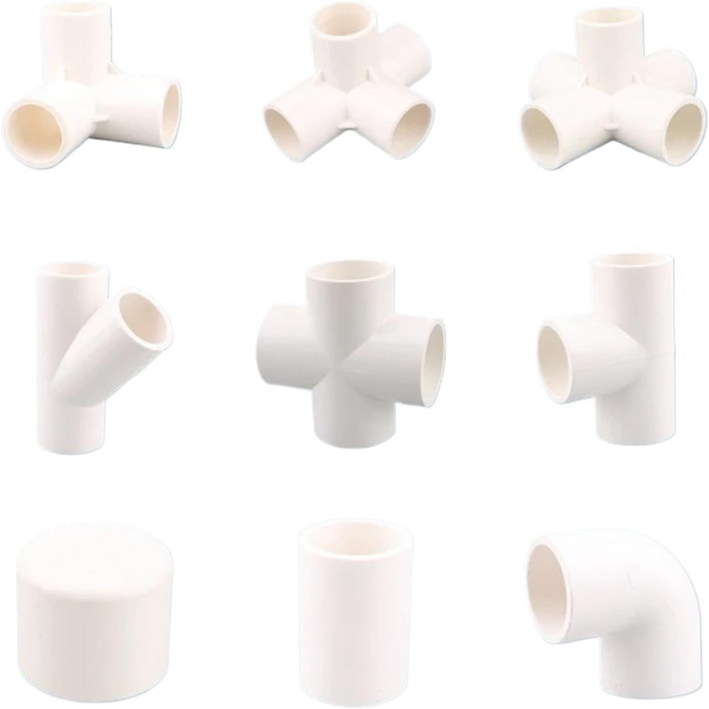 1pc 20 25 32mm White Pipe Connector Straight Elbow Tee Cross Joints ...