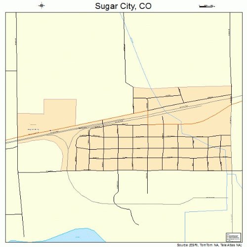 Large Street & Road Map of Sugar City, Colorado CO - Printed poster ...