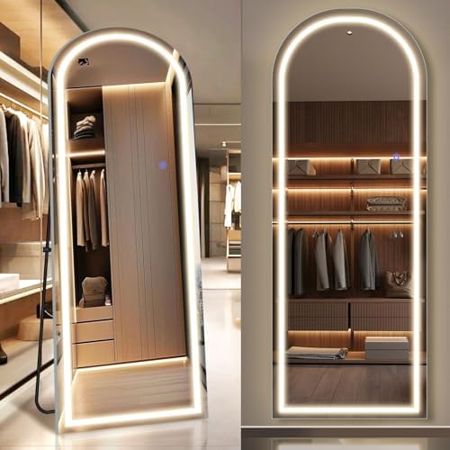 Amazon.com: Mirror Full Length with Led Lights, 64" X 21" Lighted Floor ...