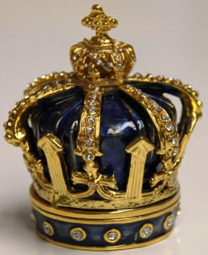 Amazon.com: Royal Blue Crown Bejeweled Trinket Jewelry Box: Decorative ...