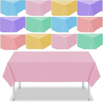 Amazon.com: Frienda 12 Pcs Assorted Color Disposable Plastic Tablecloth ...