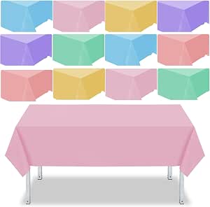 Amazon.com: Frienda 12 Pcs Assorted Color Disposable Plastic Tablecloth ...