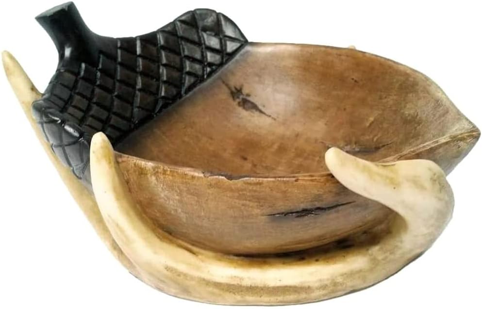 Amazon.com: The Bridge Collection Rustic Acorn and Antler Bowl Decor ...