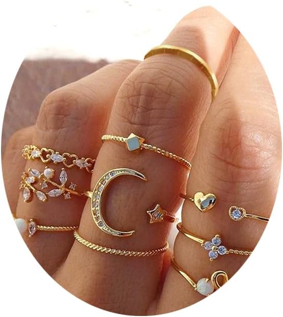 Amazon.com: ZMANYIJEW Boho Gold Stacking Rings for Women Gold Knuckle ...