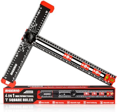 Sigerio 4 in 1 Drilling Positioning Ruler, Aluminum Alloy T Square ...