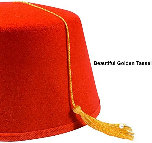 Tigerdoe Fez Hat – 2 Pack - Red Fez Hat with Gold Tassel - Turkish Hat ...