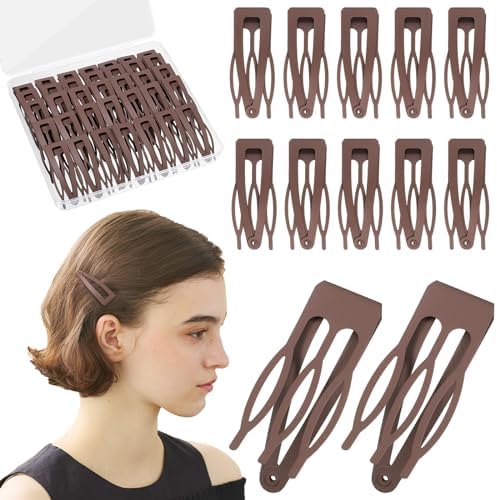 Amazon.com : Brown Snap Hair Clips, Hair Clips Metal Hair Barrettes ...