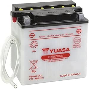 Amazon | YUASA / YB10L-A2 （YB10L-A2, 12N10-3A-2, GM10Z-3A, FB10L-A2互換) バイク用バッテリー 開放型( グラストラッカー ...