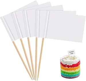 Toothpick Food Flags 100Pcs Blank3.5 * 2.5cm Use for Party Food ...