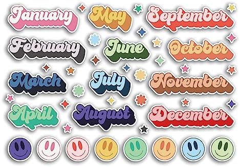A4 Sticker Sheet Month Vinyl Stickers - Scrapbooking Journal Notebook ...