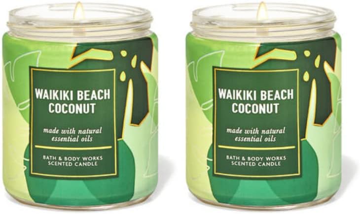 Amazon.com: Bath and Body Works Waikiki Beach Coconut Single Wick Candle (2-Pack) - 7 oz / 198 g ...