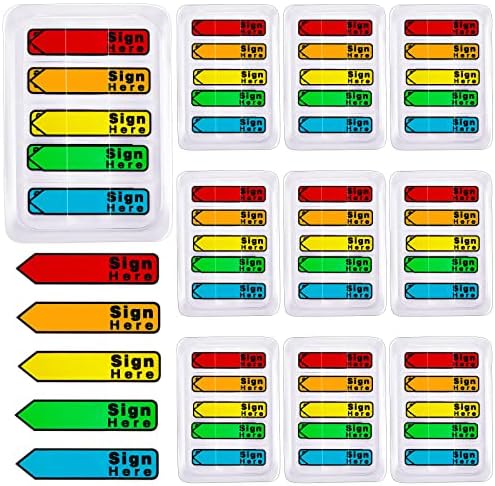 Colarr 10 Pack 1000 Pieces Sign Here Sign Date Tabs Sign Here Sign Date ...