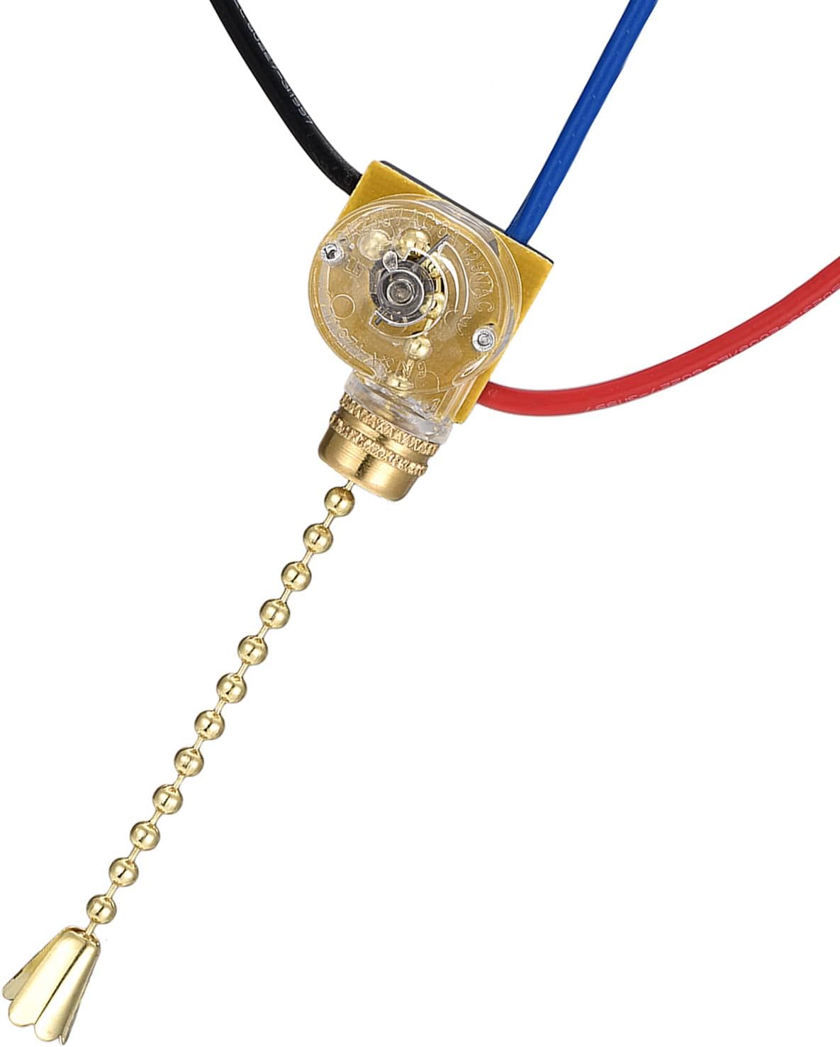 Rebower Pull Chain Switch Brass Bead Chain 3 Way, [for Fan, Lighting ...