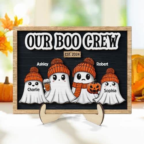Amazon.com: Our Boo Crew Personalized Family Wooden Plaque, Family Our ...