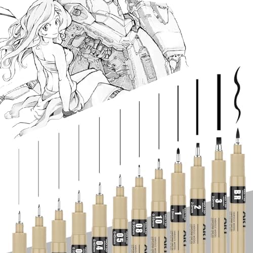 Yuqilin 12 Stück Schwarzer Fineliner Stifte, Filzstift Schwarz ...