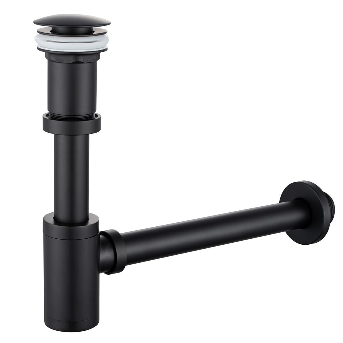 RANDOM Black Brass Bottle P Trap Contemporary Round Bottle P-Trap 1 1/4 ...