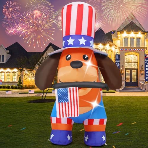 Amazon.com: COMIN 4th of July Inflatables 4FT Dog with American Flag ...