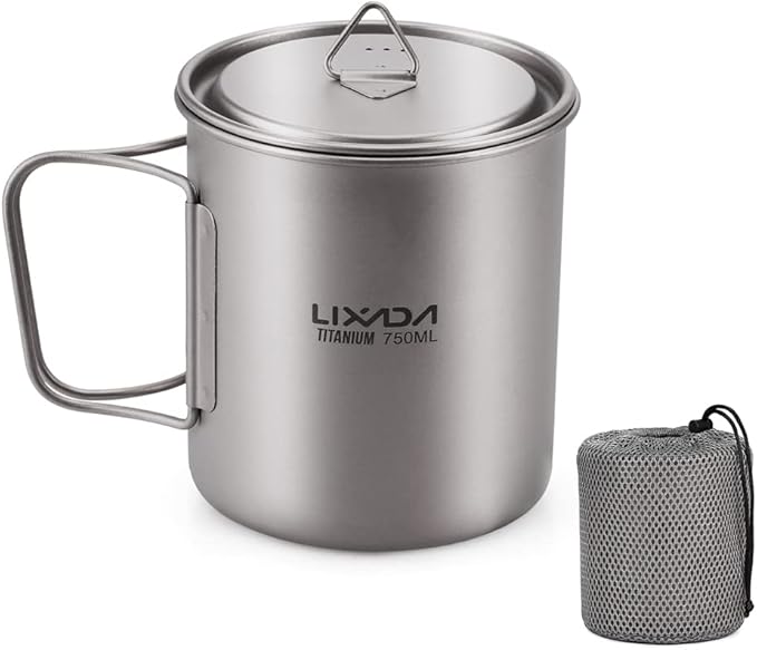 Lixada Titanium Pot, Lightweight Camping Pot Titanium Cup Titanium ...