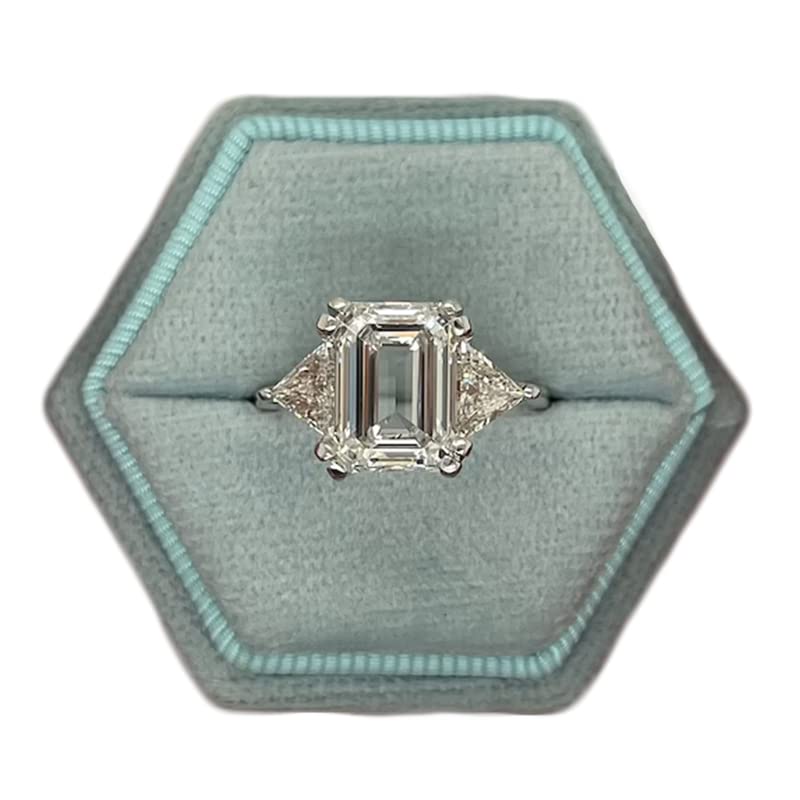 4 Carat Emerald Cut Moissanite Engagement Ring, D Color VVS1 Clarity ...