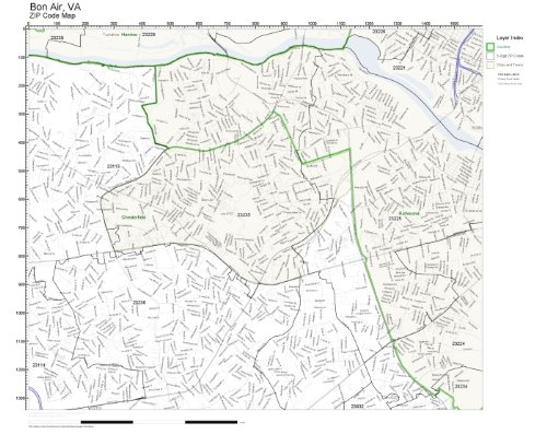 Zip Code Wall Map Of Bon Air Va Zip Code | Desertcart EGYPT
