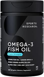 Omega-3 Fish Oil 1250mg (Triple Strength) 180 gelcaps| Contains the highest levels of ...
