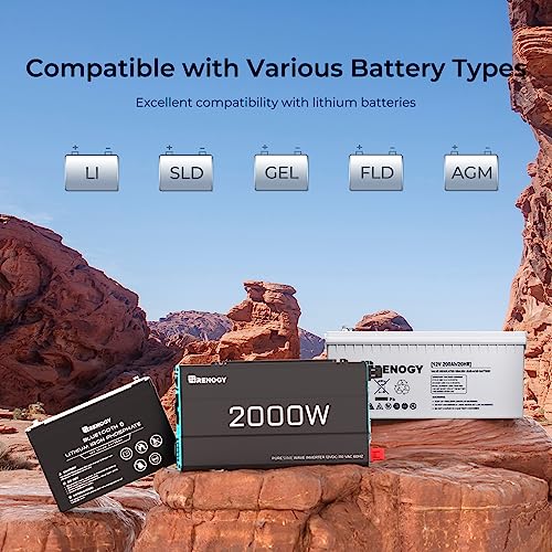 Renogy 2000W Pure Sine Wave Inverter 12V DC to 120V AC Converter for ...