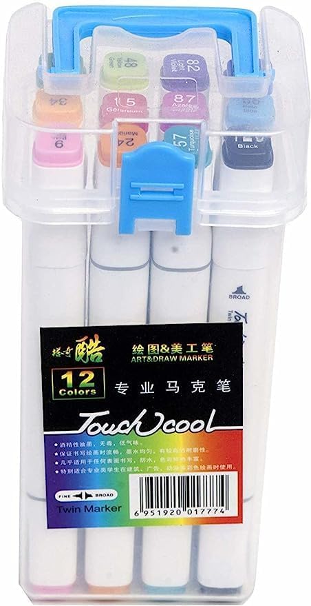 DESCTIDY Touch cool Alcohol Markers Professional Art Set 12 - Dual tip ...