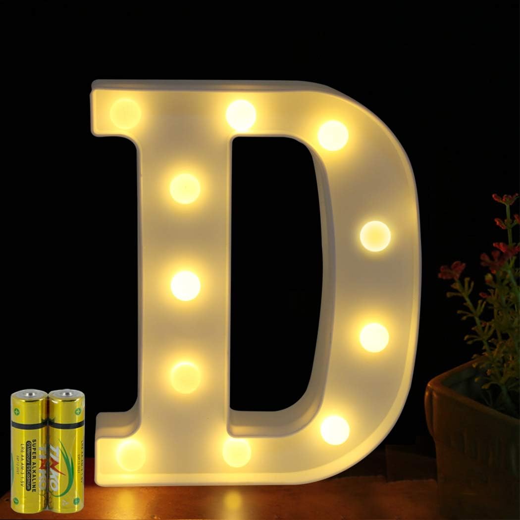 HONPHIER® - Lettere dell’alfabeto luminose con luci a LED, decorative ...