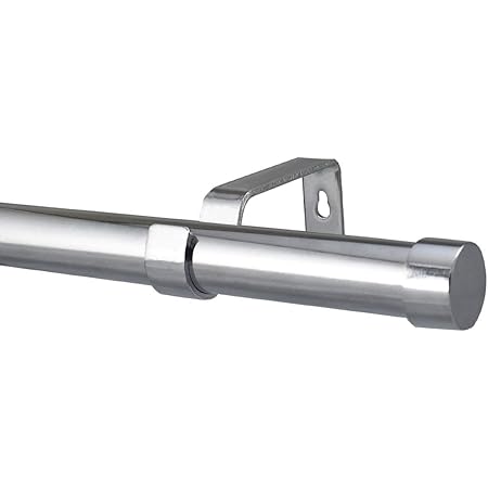 YHO Extendable Curtain Pole Silver Chrome Metal Curtain Pole Set 28mm ...