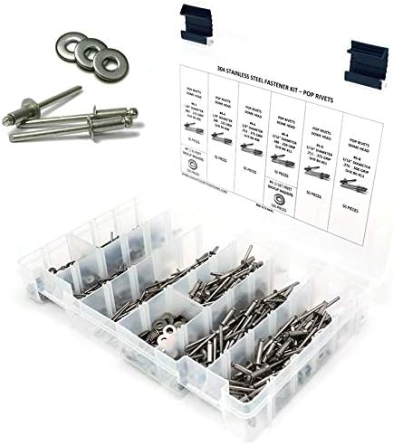 Amazon.com: Stainless Steel Domed Pop Rivet Fastener Assortment Kit ...